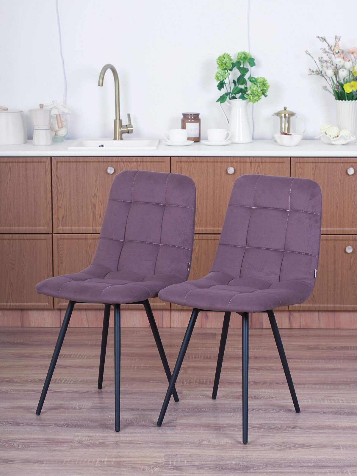 Стулья для кухни со спинкой велюр Чили шоколад 2шт