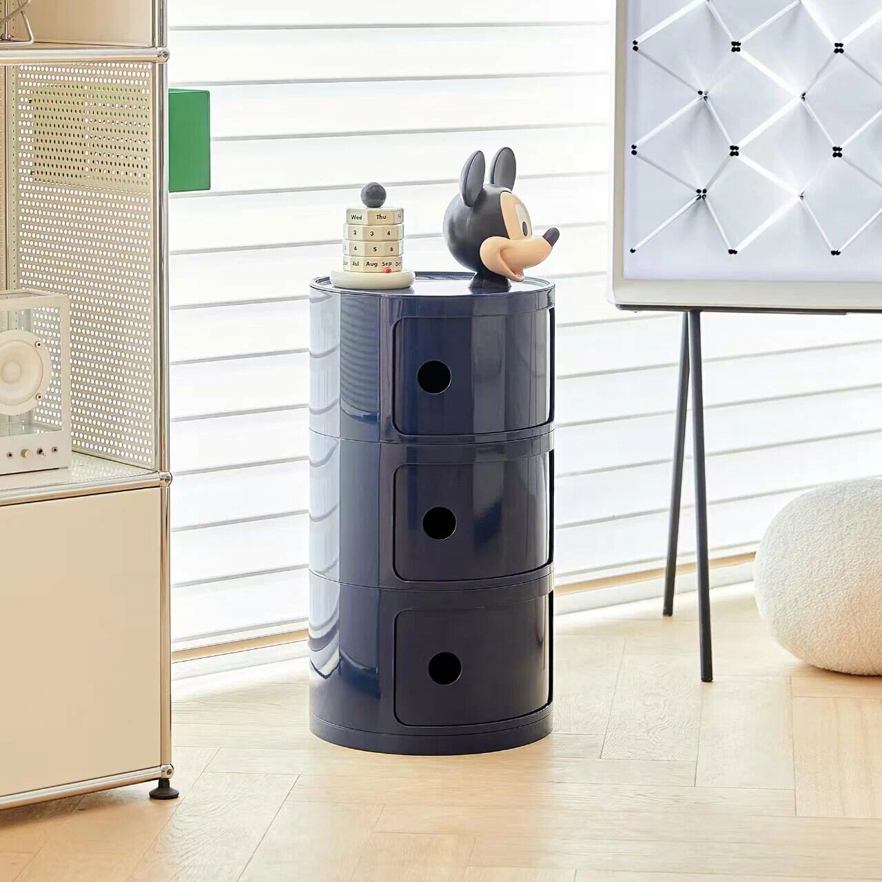 Тумба В Скандинавском Стиле, Цилиндрическая, С Раздвижными Дверцами, Штабелируемая, Тройной, Шкаф для хранения