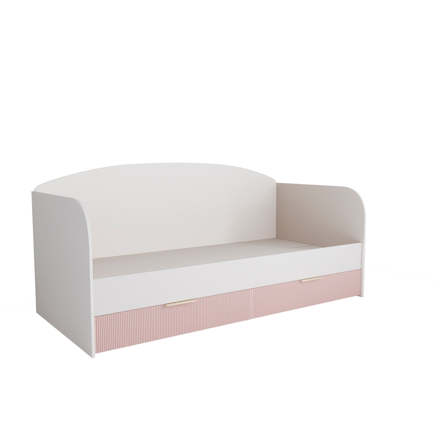 МС Лавис Диван-кровать ДКД 2000.1 Белый/Белый софт-Роза + 2 шт. Ручка-скоба 160 профильная (золотая) (ДСВ)