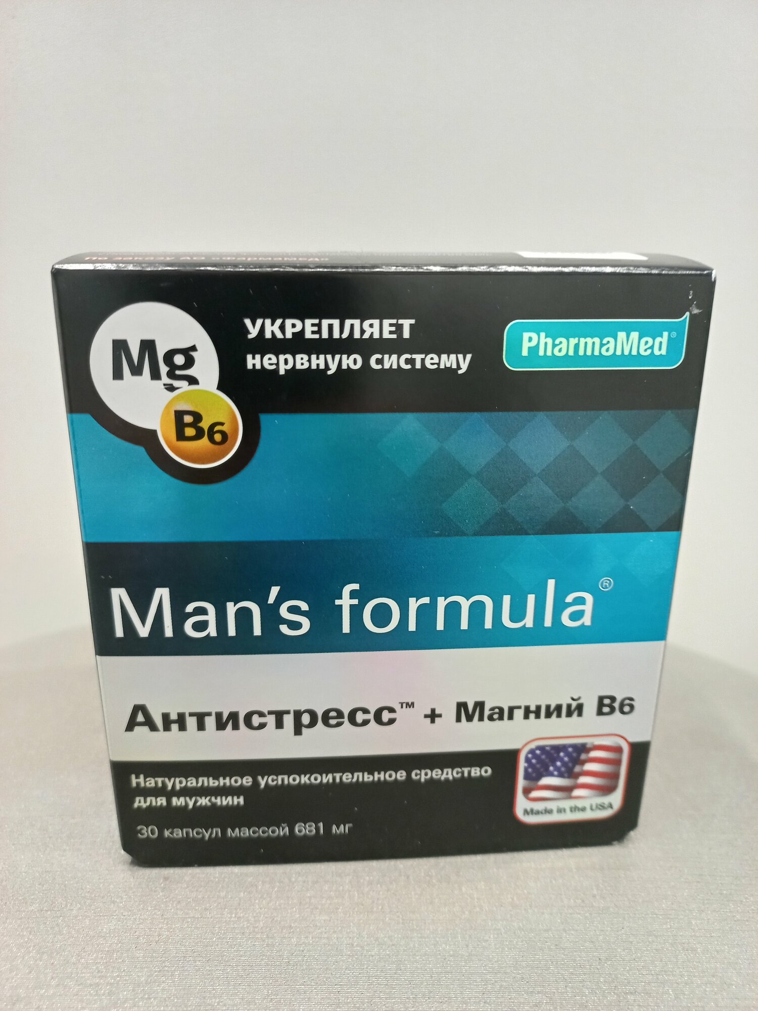 Мен'с формула, Антистресс +Магний В6, укрепляет нервную систему, 30 капсул, 1 уп.