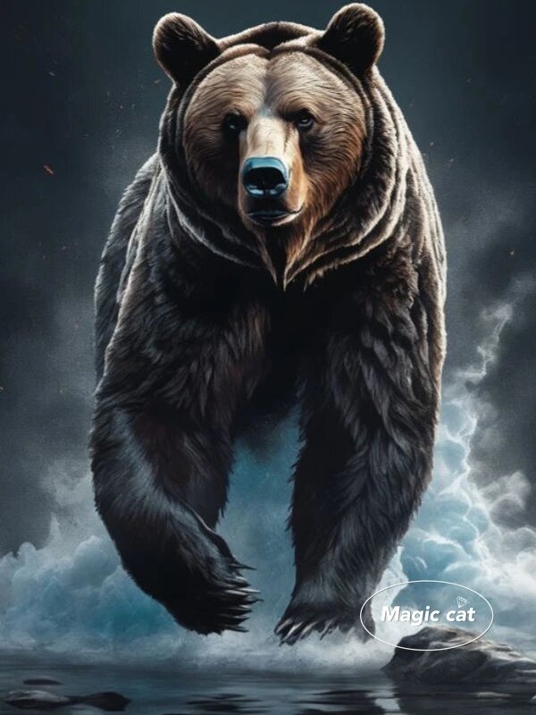 Картина алмазной мозаикой на подрамнике "Бурый медведь" круглые бриллианты 40х50см