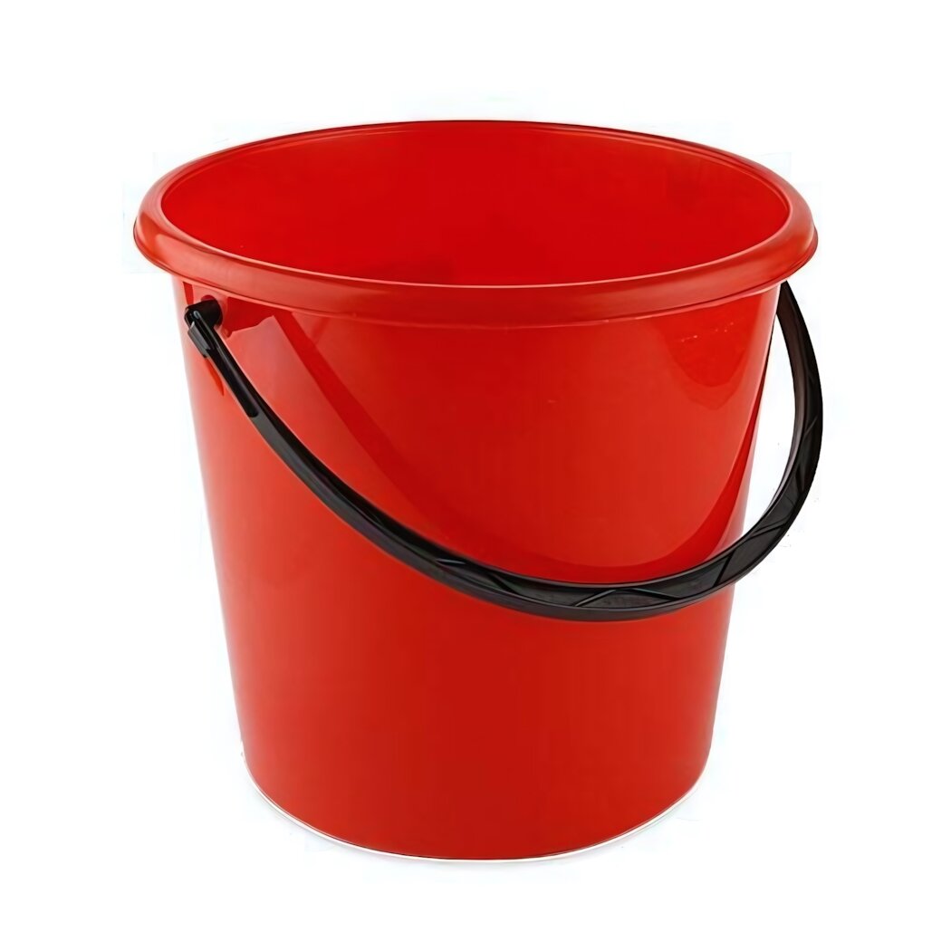 Ведро мерное 12л, красное, пластиковое, без крышки, с делениями