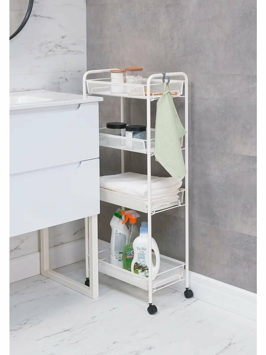 Этажерка ЗМИ Ладья 24К на колесиках, металлическая, для кухни