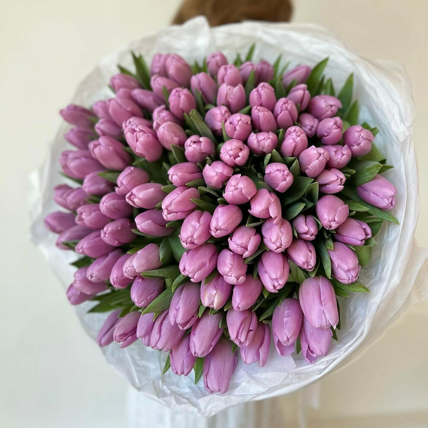 Букет из фиолетовых тюльпанов 101 шт, красивый букет цветов, шикарный, премиум цветы, премиум букет