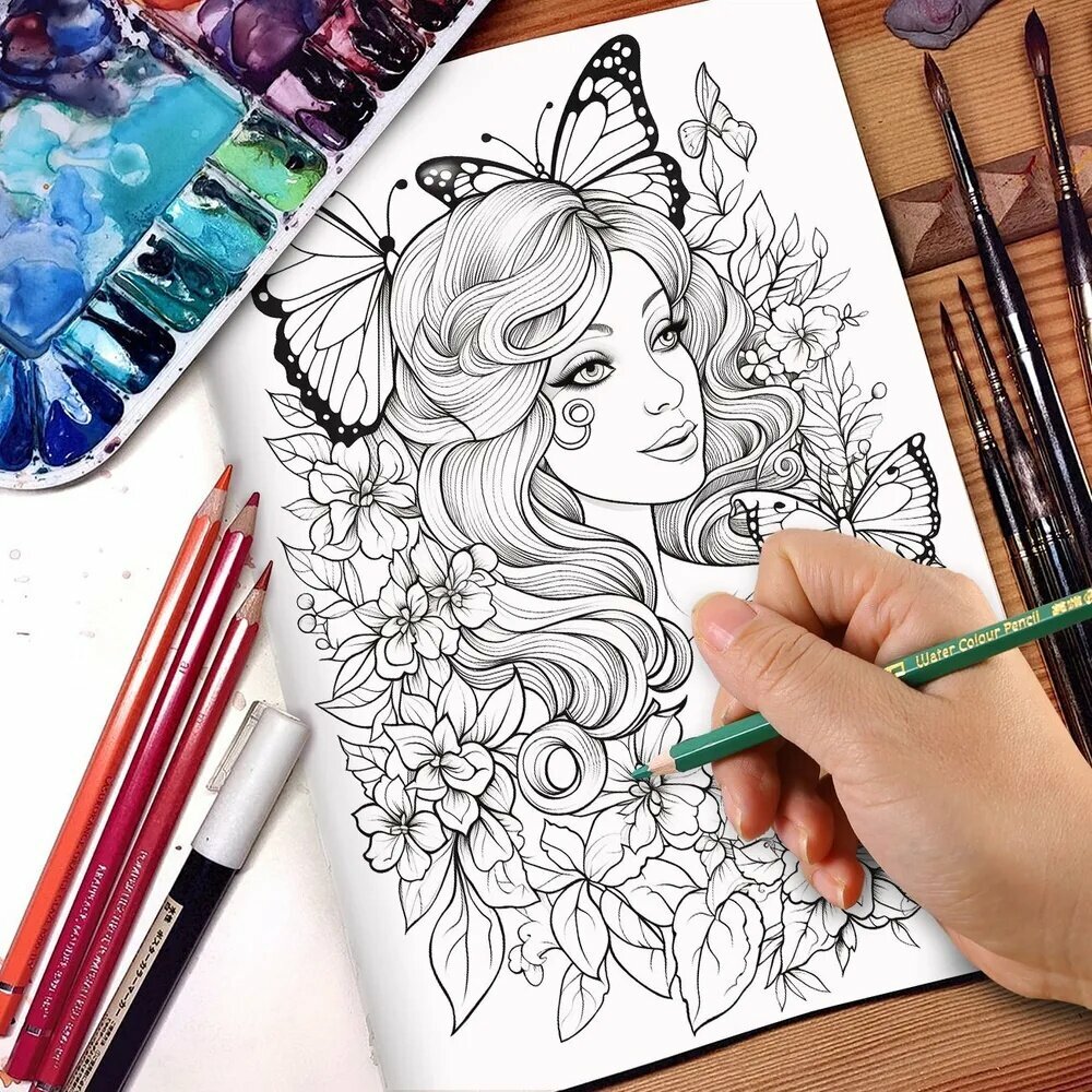 Книжка-раскраска цветочная фея, Альбом для рисования эльфы, высокое качество Книга каракулей 30 см*21 см, подходит для раскрашивания как взрослыми, так и детьми