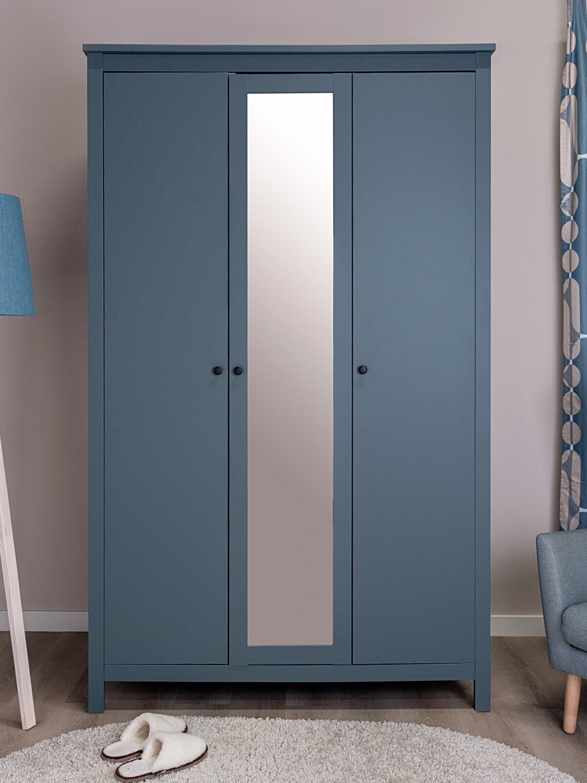 Шкаф распашной ГУД лакк Сага, 3 двери, 132х65х216 см, темно-бирюзовый