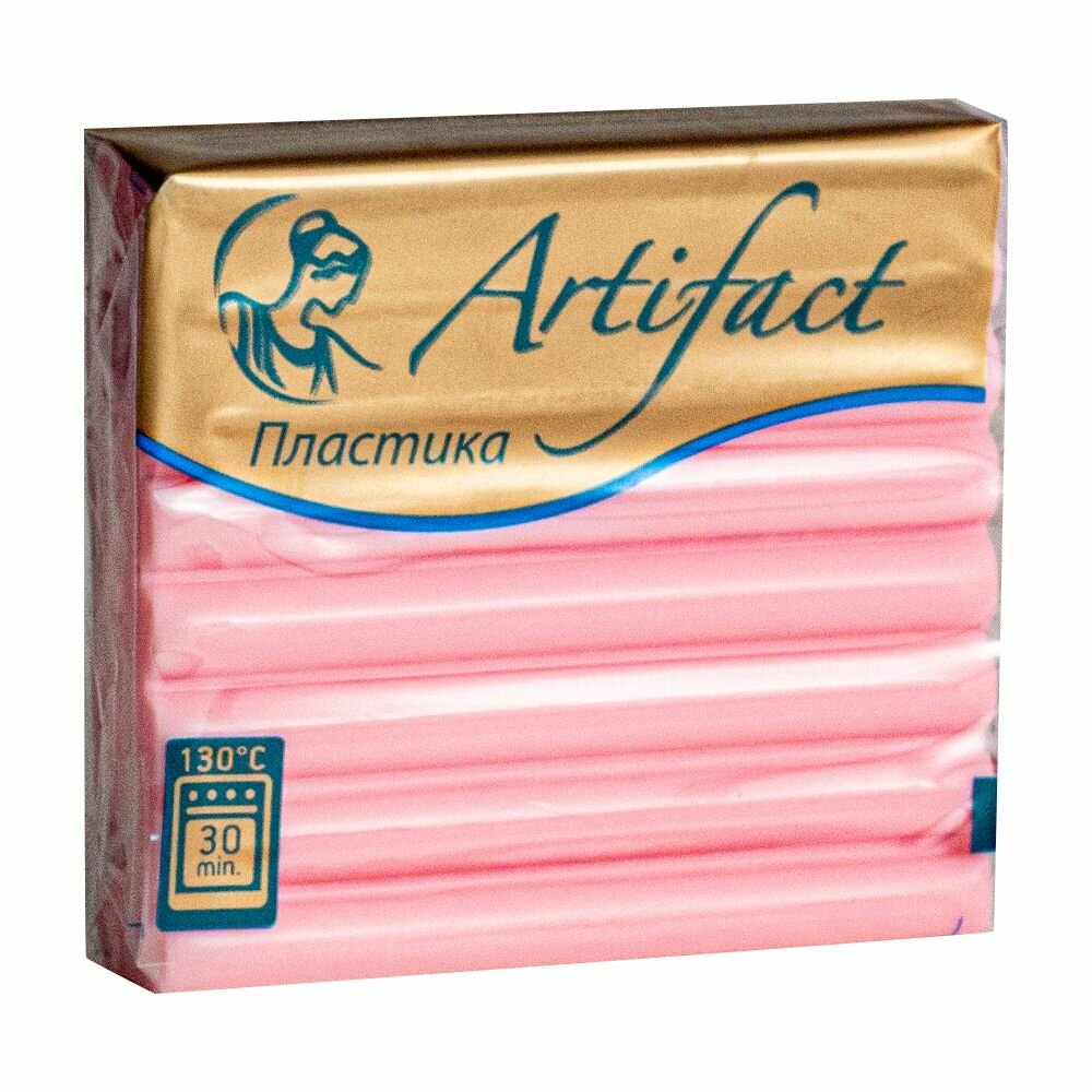 Полимерная глина для лепки, пластика запекаемая Артефакт, пластилин отверждаемый Artifact, брус 56 гр, 519 Шифон Нежно-розовый