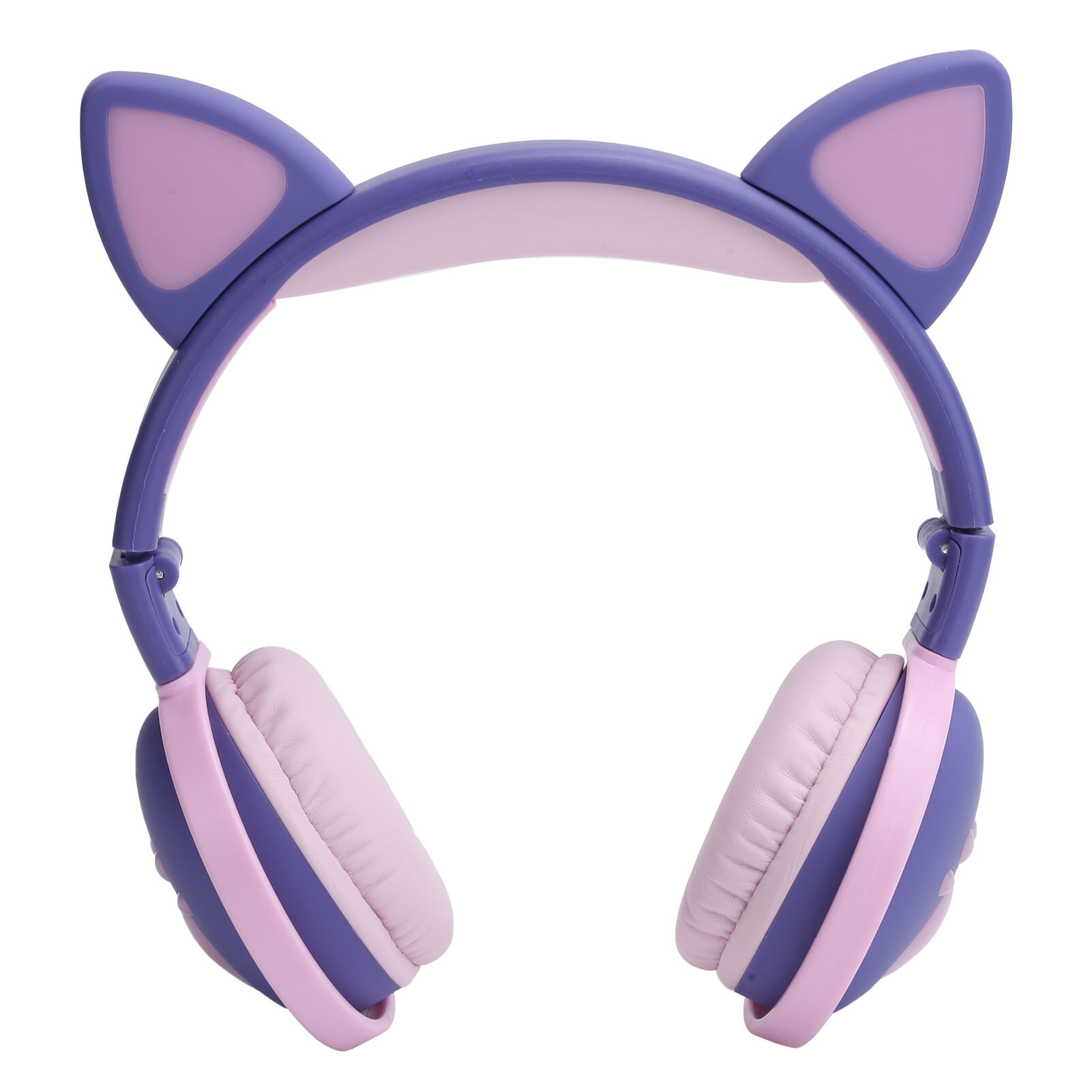 Милые светящиеся беспроводные Bluetooth-наушники с кошачьими ушками, складная спортивная гарнитура HIFI со светодиодной подсветкой (фиолетовый фон)