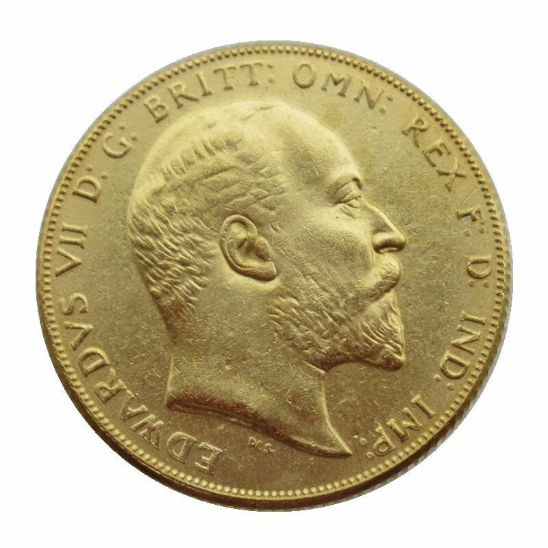 Памятная монета «Британский соверен» (золотой фунт стерлингов) 1902–1910 гг, позолоченная медь, историческая копия
