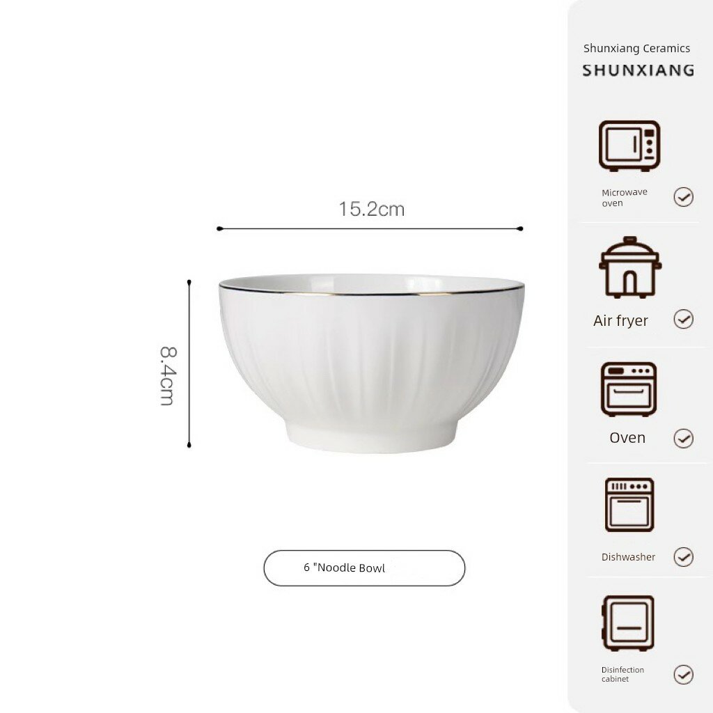 Керамическая посуда Shunxiang в китайском стиле, высококачественная, в стиле лёгкой роскоши, с золотой окантовкой, для