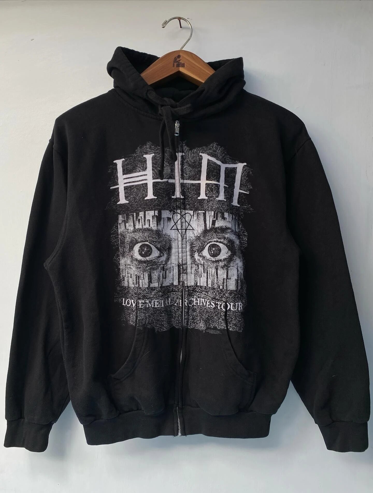Черная толстовка HIM с капюшоном XL