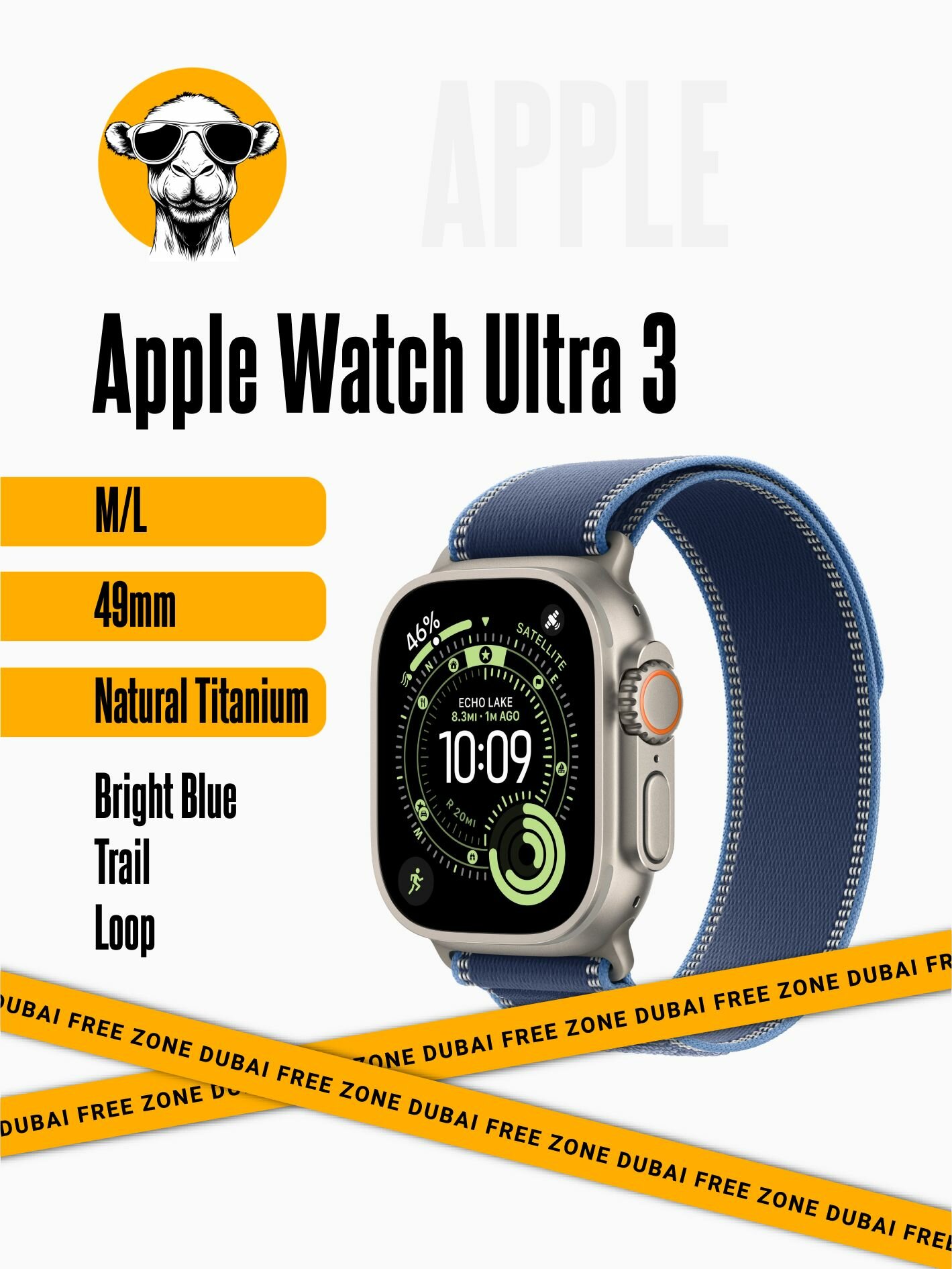 Смарт-часы Apple Watch Ultra 3 2025 Natural Bright Blue Trail Loop M/L