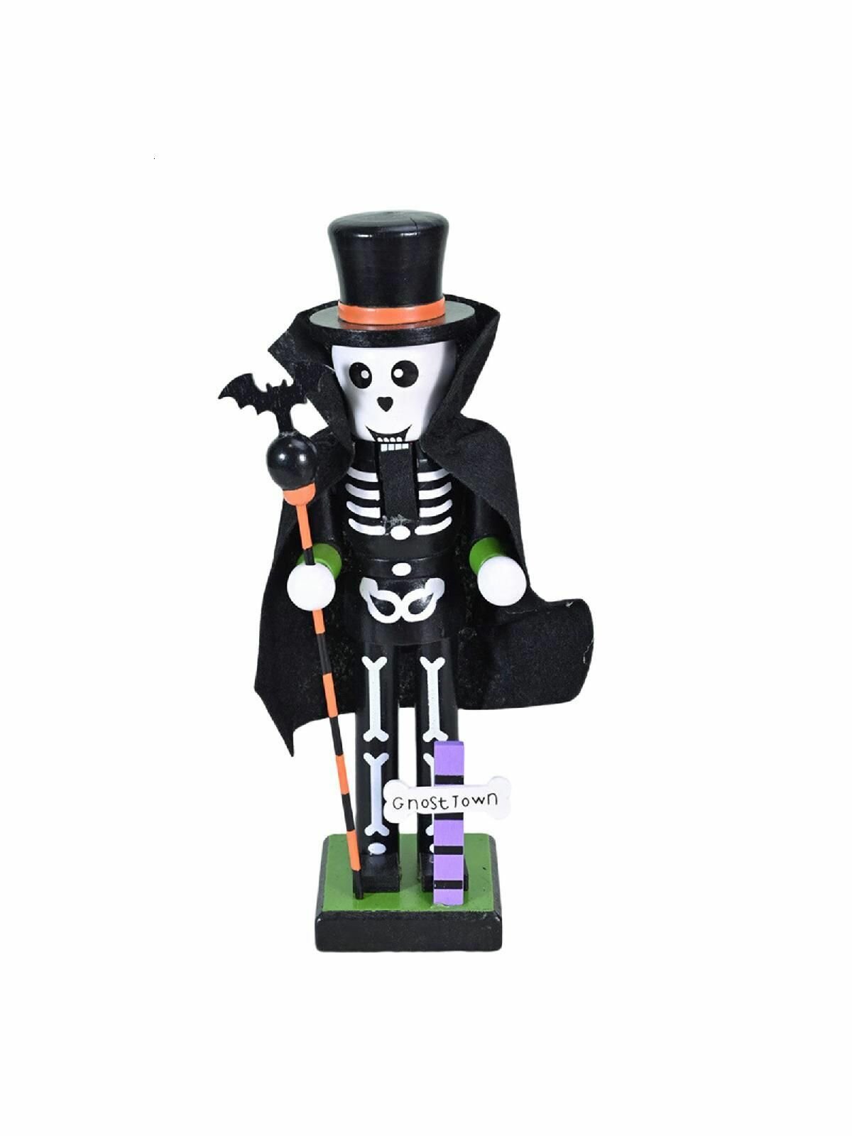 Статуэтка,25-сантиметровое деревянное украшение с трансграничной росписью на Хэллоуин-Череп