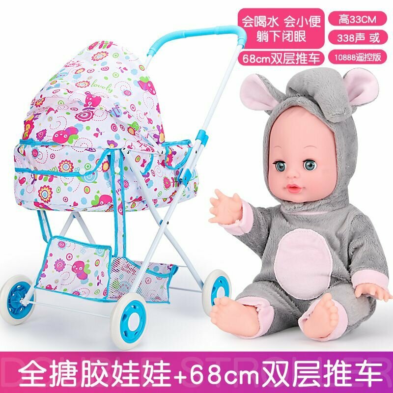 Большая игрушечная коляска, детская утолщенная коляска с кукольным игровым домиком, игрушечная девочка, детский сад