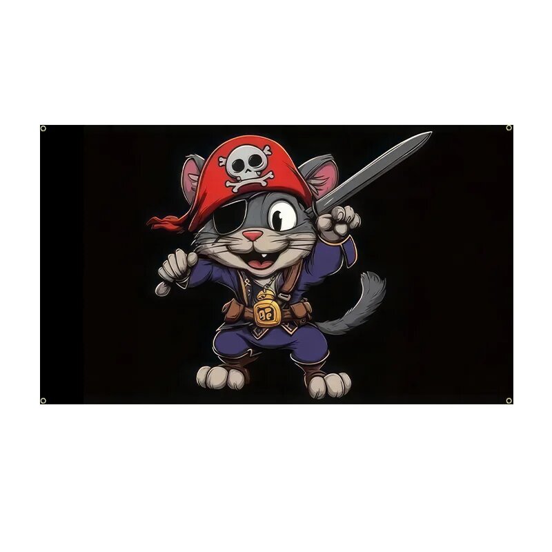 Юмористический флаг пиратского кота 90 x 150cm