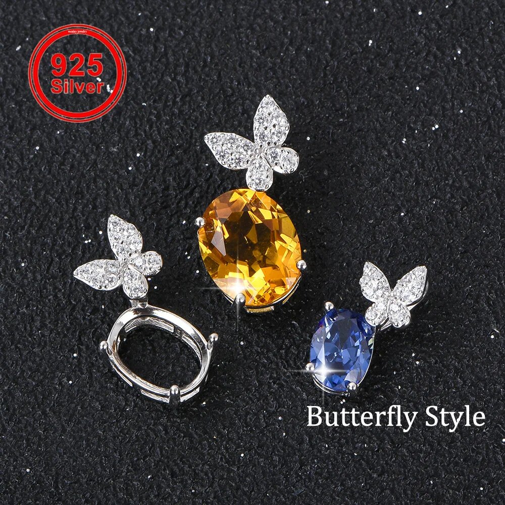 Серебряная подвеска-бабочка S925 для овала 4-8 мм weainy 6X8mm