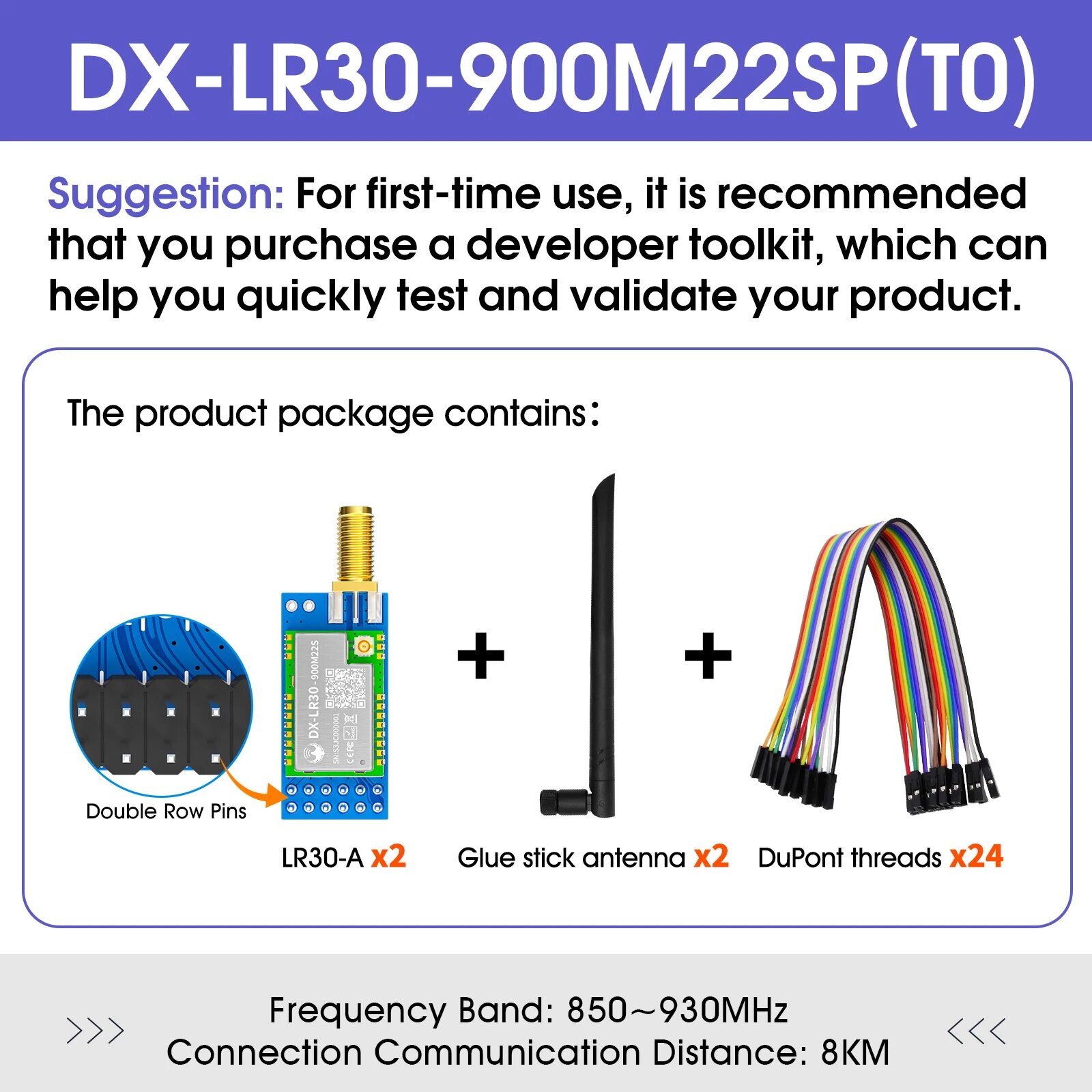 LoRa Модуль SX1262 DX-LR30 комплект DX-LR30-900M22SP(T0)