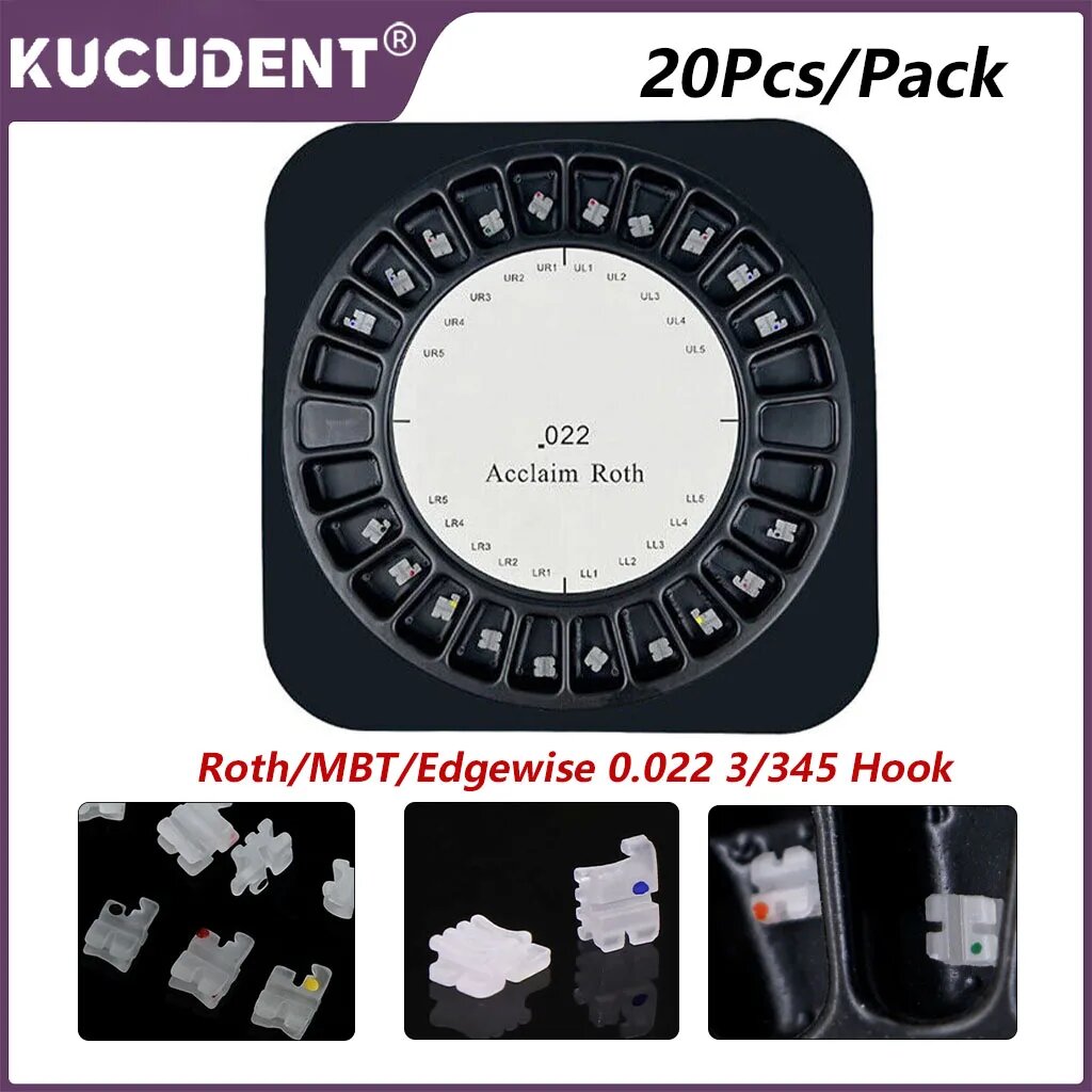 Керамические ортодонтические брекеты Roth MBT Edgewise 0,022 MBT 022 3Hook