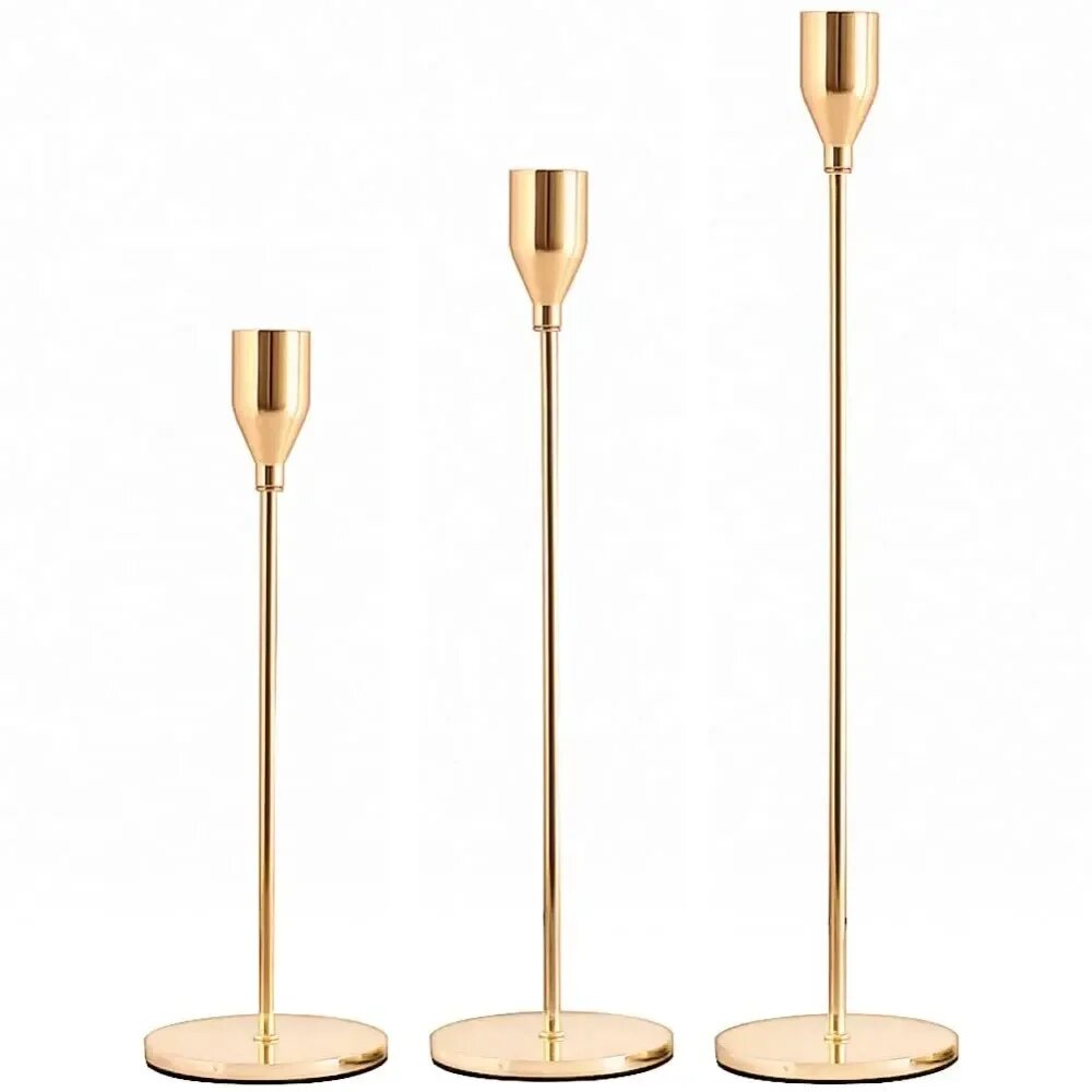 Комплект 3 подсвечника Gold, металлические