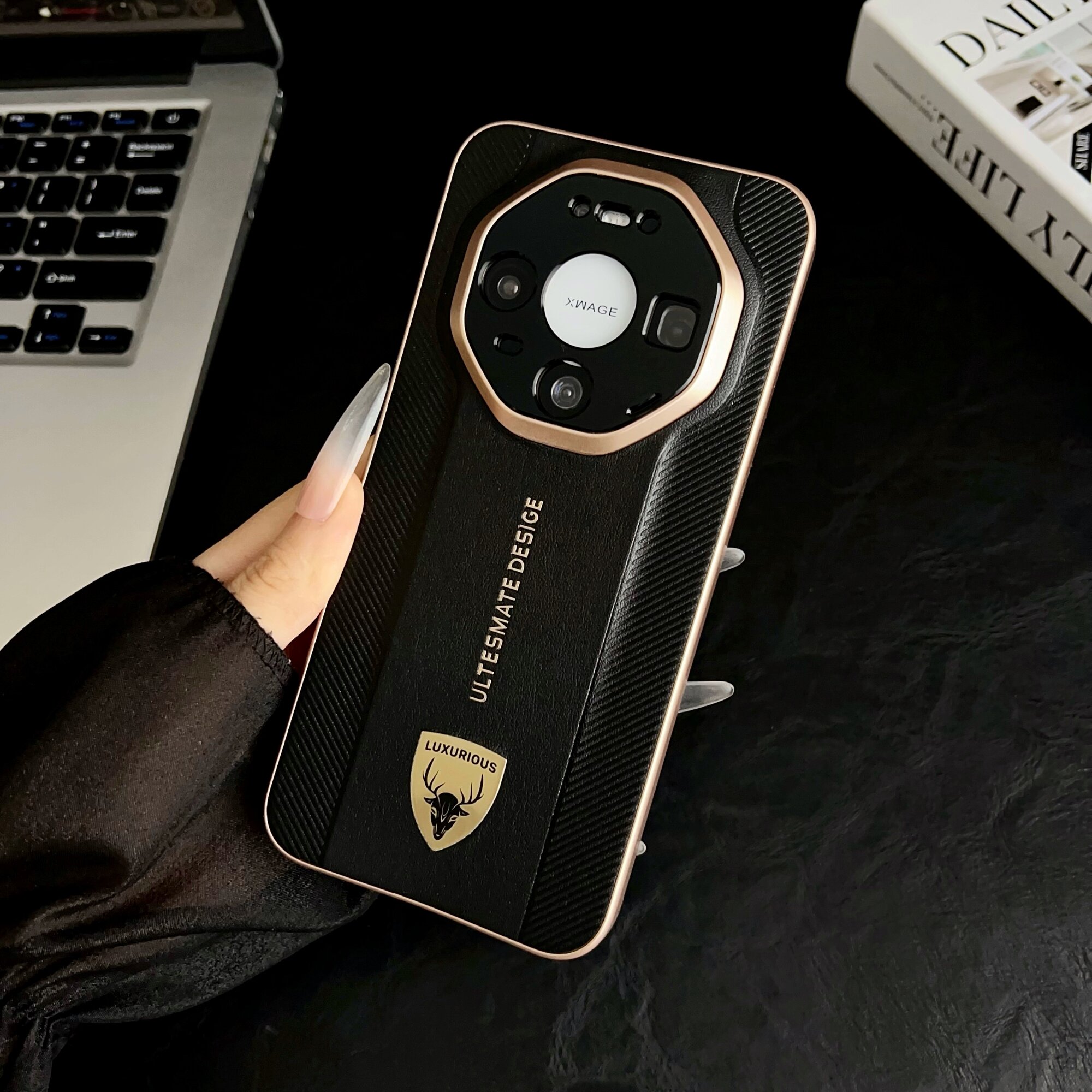 Чехол для Huawei Mate 80/Хуавей Мате 80 Про, soft touch, чехол-кардиомонитор, искусственная кожа, поликарбонат (PC), защита камеры, ударопрочный, усиленные углы, soft touch, Huawei, Huawei Mate 80