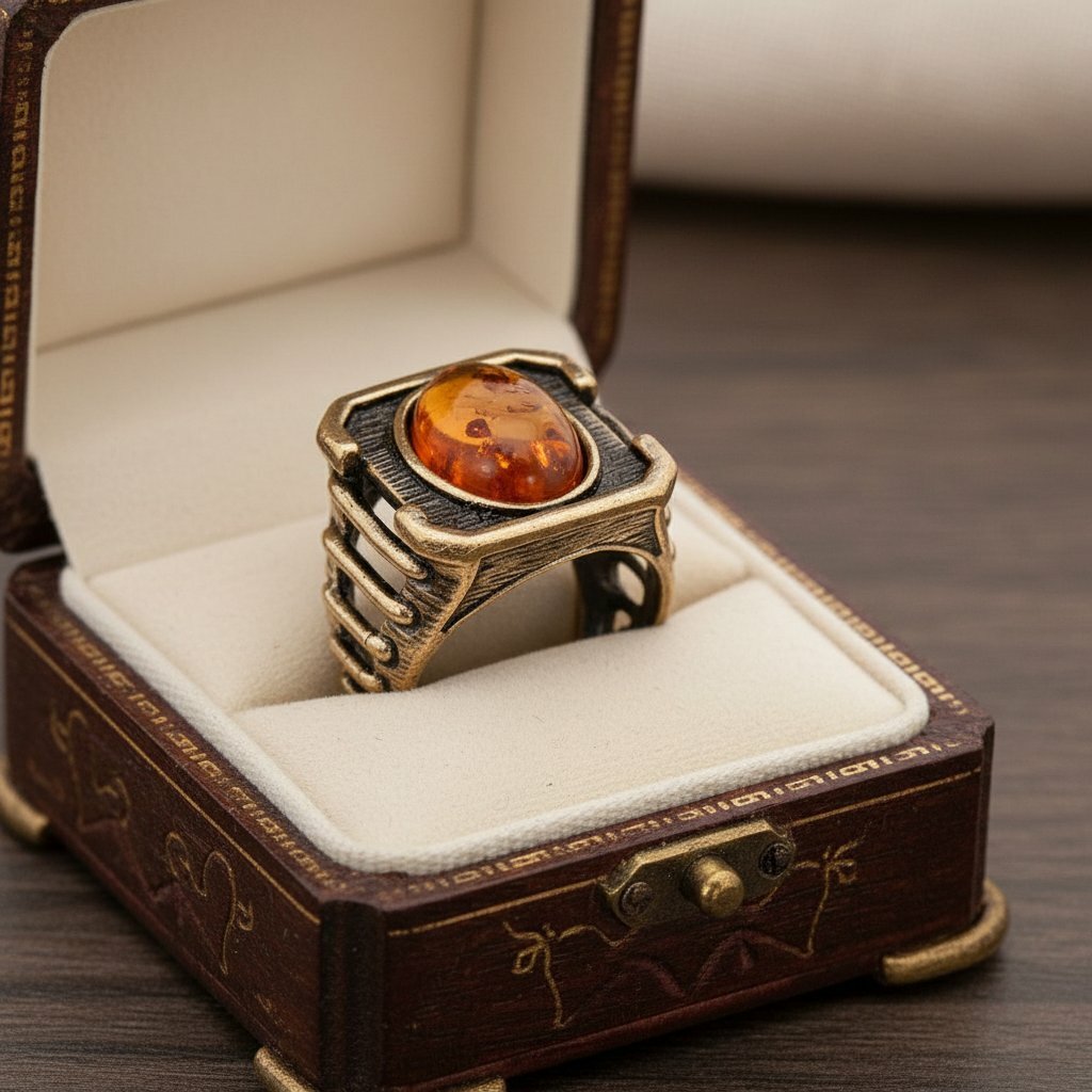 Кольцо, янтарь