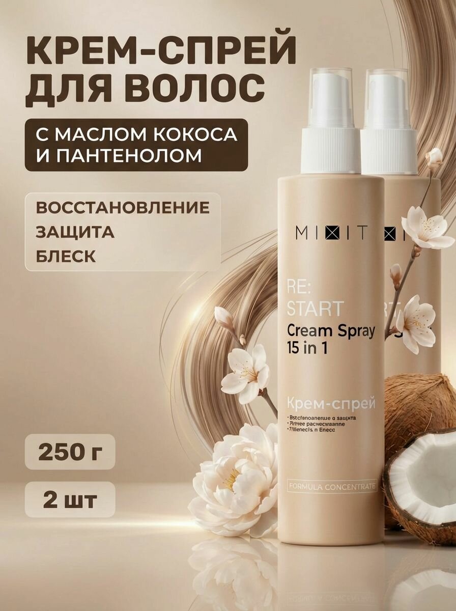 (2шт) Крем-спрей для волос 15 в 1 Re Start, восстановление и защита, 250 г