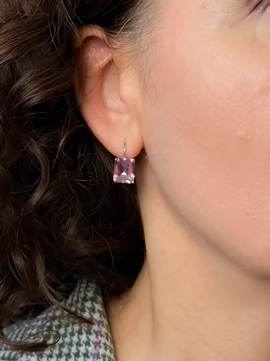 Серьги, серебро, 925 проба, родирование, сапфир синтетический