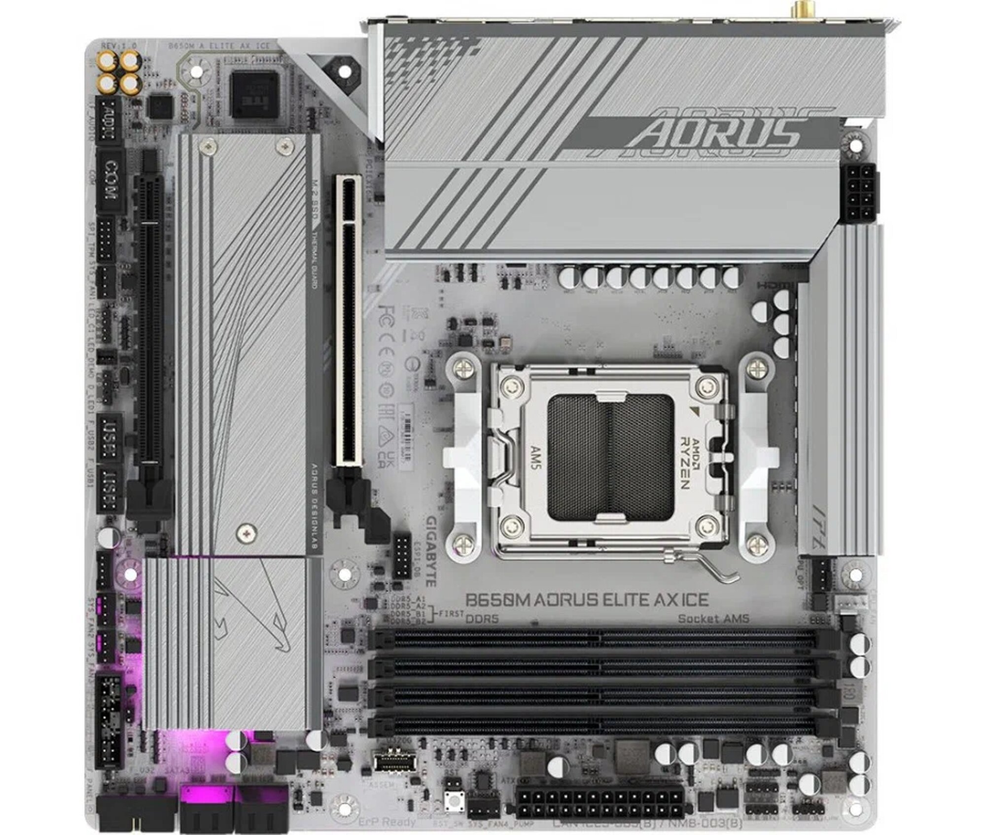 Материнская плата Gigabyte B650M A ELITE AX ICE, SocketAM5, AMD B650, mATX