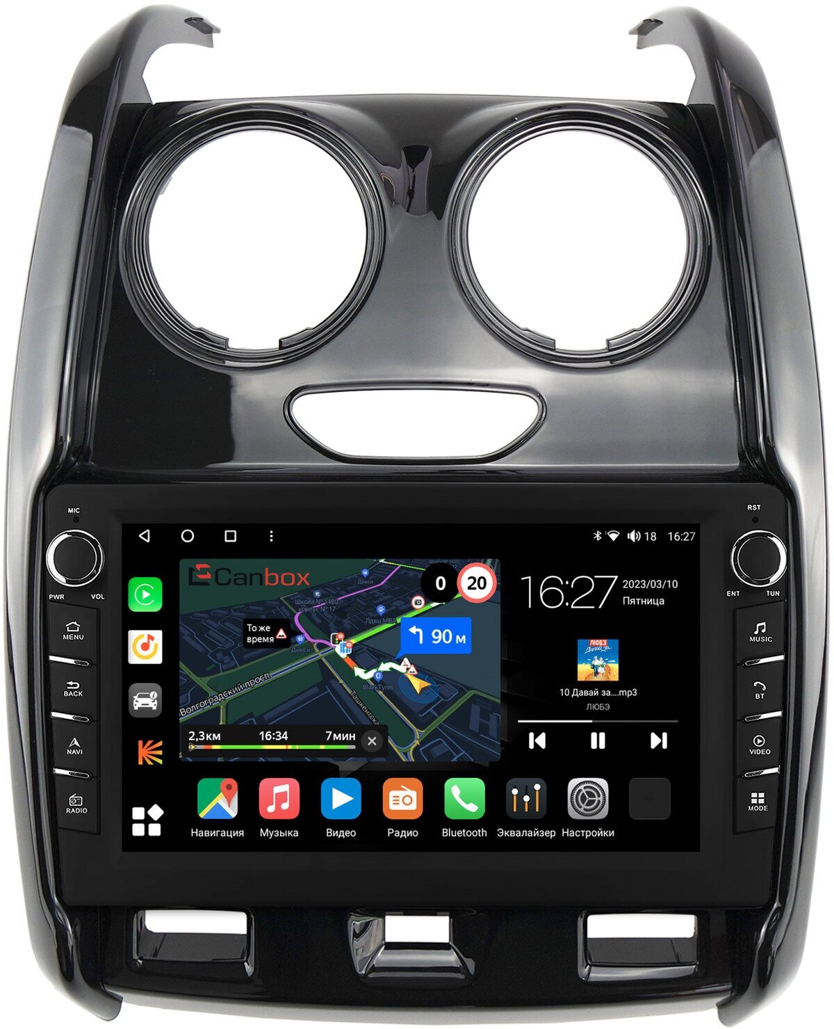 Штатная магнитола Canbox M-Line 7831-9-RE046N Lada Largus 2021-2025 (глянцевая) Android 10 (4G-SIM, 2/32, DSP, IPS) С крутилками