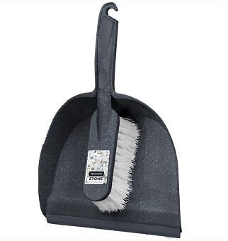 Щетка-сметка с совком с кромкой (набор) Stone, темный камень SC550510026 Spin&Clean