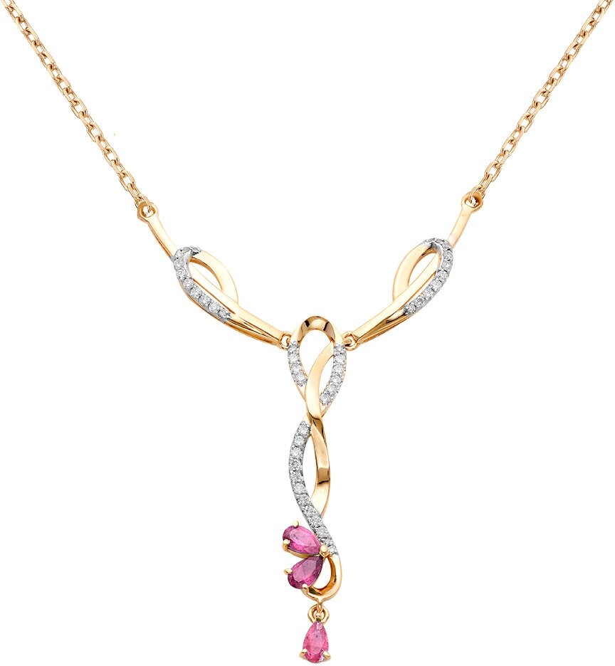 Колье, красное золото, 585 проба, рубин, бриллиант