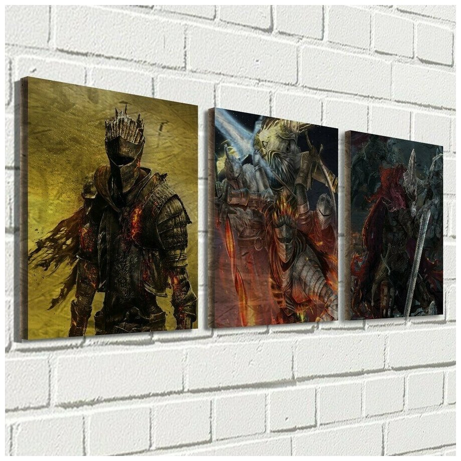 Модульная картина на рельефной доске ОСП 66x24 см квадратные Игра Dark Souls - 3048