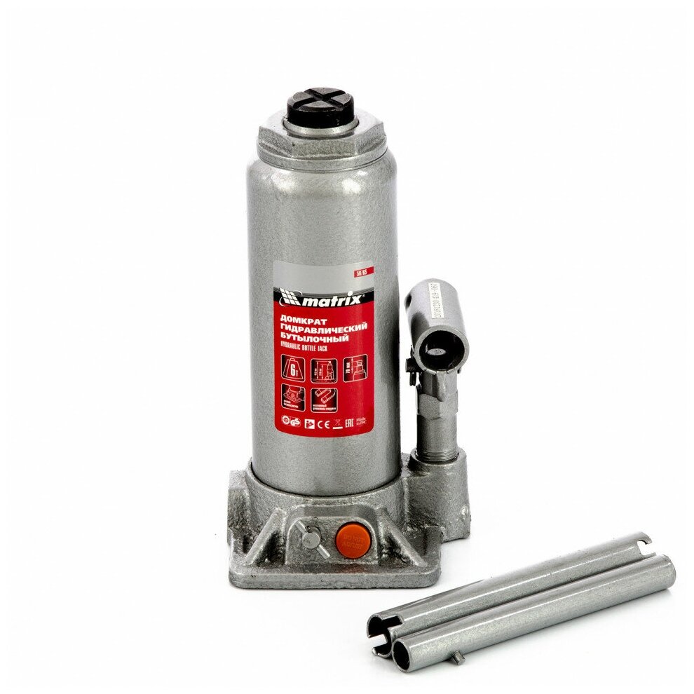 Домкрат бутылочный гидравлический matrix 50765 (6 т) стальной