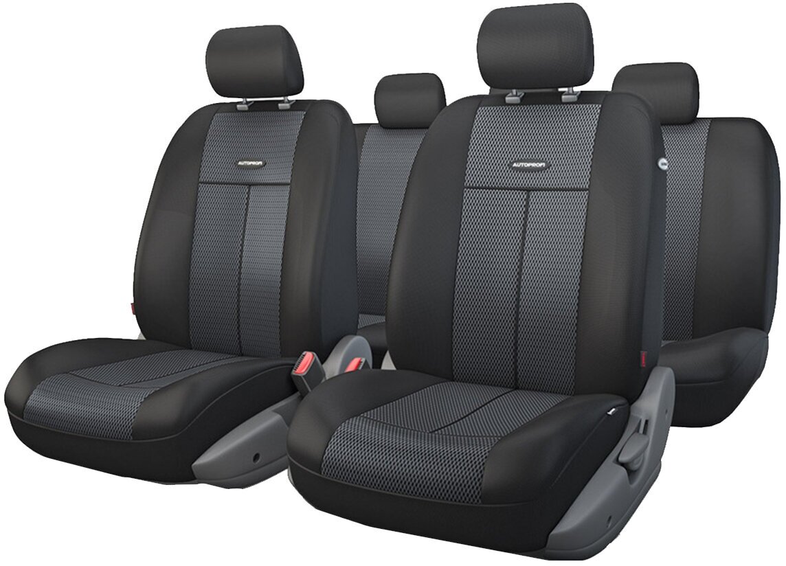 Чехлы на сиденье AUTOPROFI TT-902M BLACK/BLACK полиэстер-сетка AIRBAG