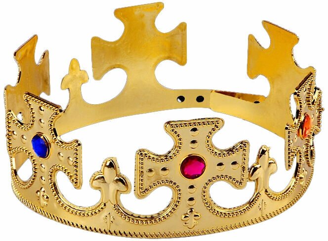 Корона пластиковая, Монарх, Золото, 59x7,5 см, 1 шт.
