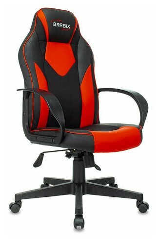 Кресло компьютерное BRABIX «Game GM-017», экокожа/ткань, черное/красное, 532642