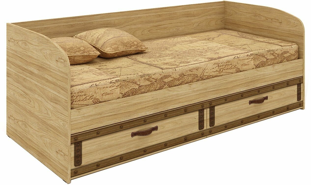 Кровать Hoff Корсар, 200x90, цвет швейцарский вяз, основание в комплекте, без подъёмного механизма