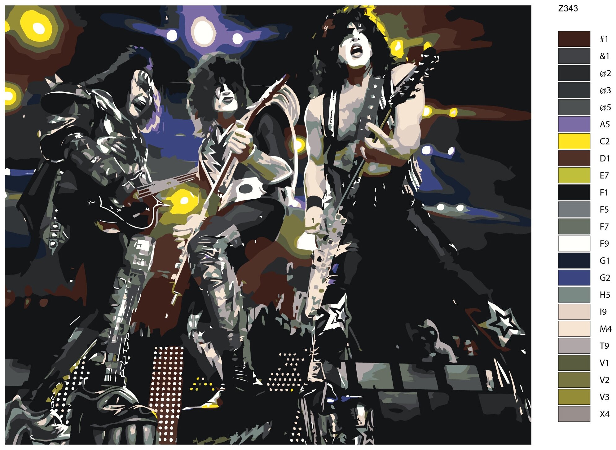 Картина по номерам Z343 "Рок группа Kiss" 40x50