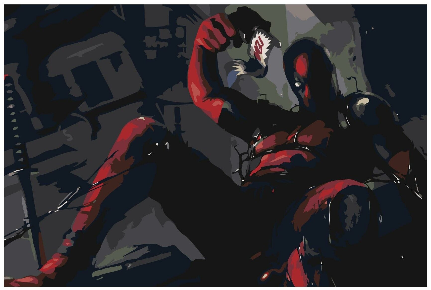 Дэдпул Раскраска картина по номерам на холсте