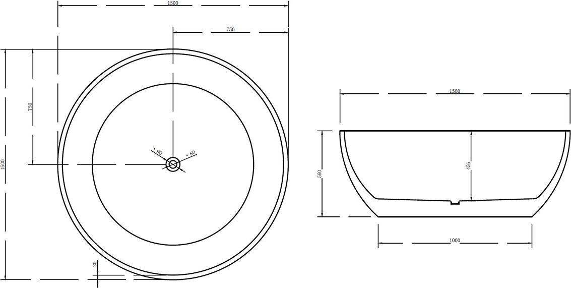 Ванна Abber AB9279, круглая, акрил, глянцевая, отдельностоящая установка