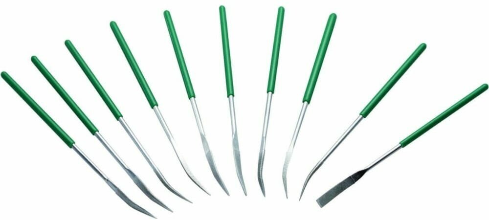 SATA Надфили 10пр. Разные виды и сечения. изогнутые, алмазные. 03805