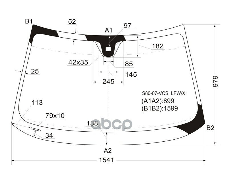 Стекло лобовое (Датчик дождя) Volvo S80 06-16 / V70 07-16 XYG арт. S80-07-VCS LFW/X