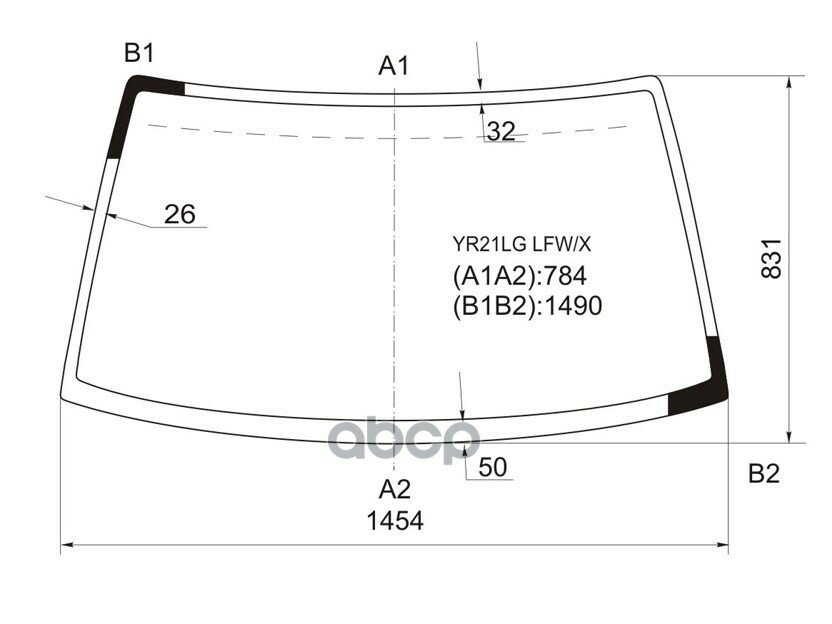 Стекло лобовое (Без выреза) Toyota Lite Ace 92-96 / Town Ace 92-96 XYG арт. YR21LG LFW/X