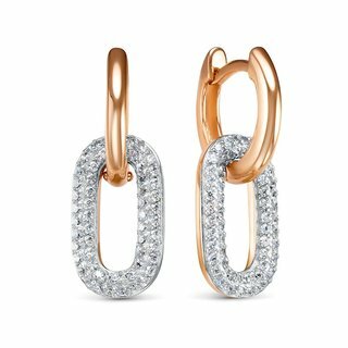 Серьги, красное золото, 585 проба, фианит