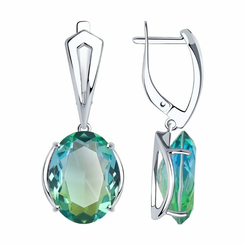 Серьги, серебро, 925 проба, ситалл