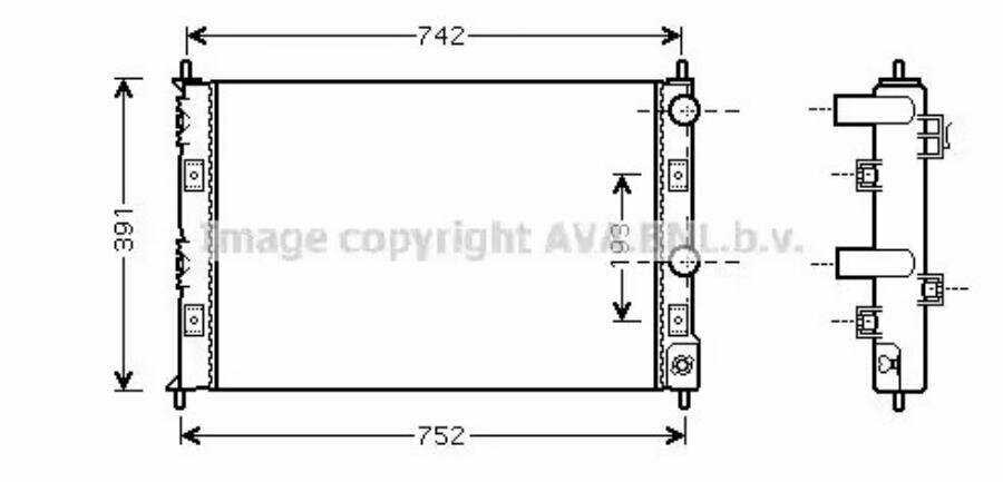 AVA CRA2076 Радиатор системы охлаждения CHRYSLER SEBRING 2.0, 2.7 (01>07)