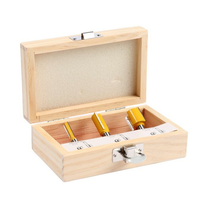 Набор фрез по дереву тундра, деревянный ящик, хвостовик 8 мм, 3 шт, 9200761