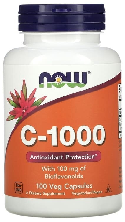 NOW Foods Vitamin C-1000 with 100 мг Bioflavonoids, Витамин С-1000 100 капсул