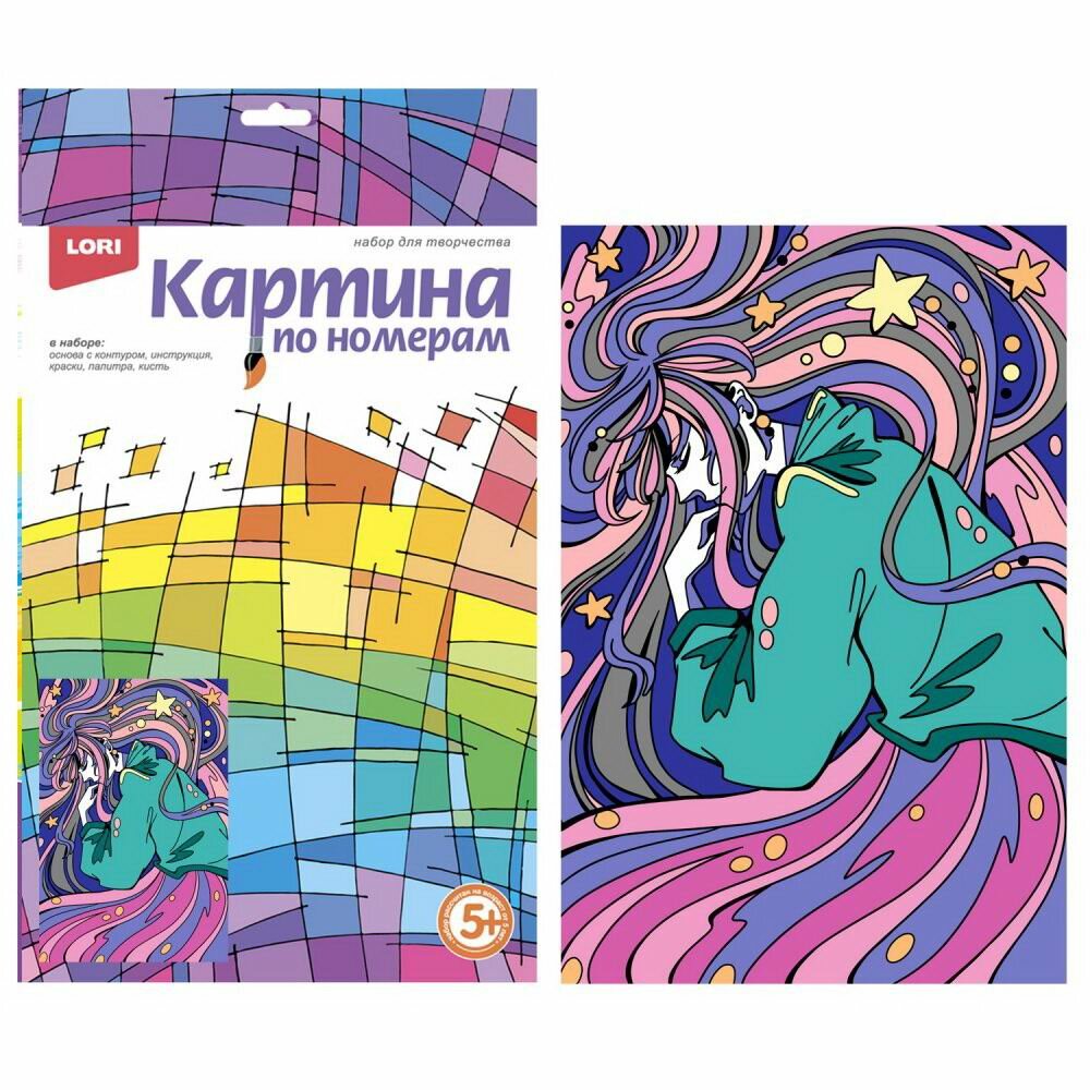 Набор д/творчества LORI Картина по номерам аниме Красивые сны, для малышей Ркн-116