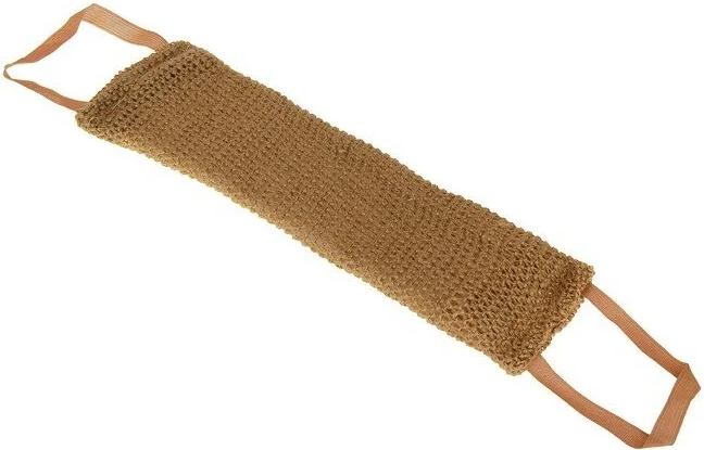 Мочалка для тела Banika / Баника Длинная мягкая с ручкой джут коричневый 400х110х20мм / губка для душа